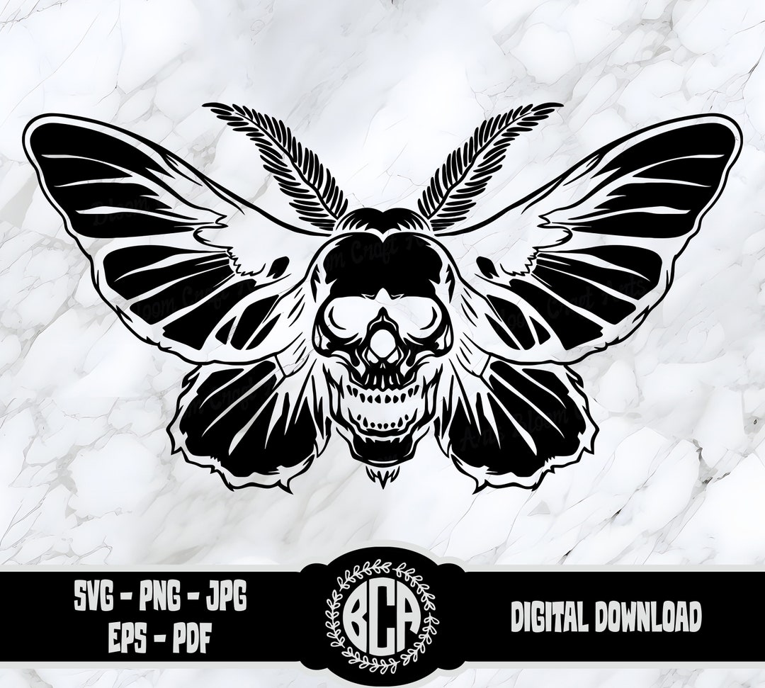 Gothic Skull Moth SVG, Mystical Deaths Head Hawkmoth Png Digital ...