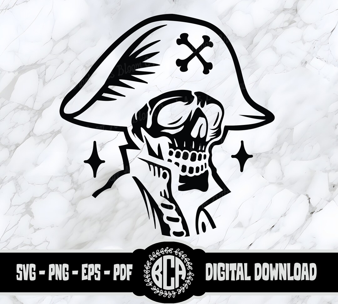 Pirate Skull SVG | Skull Pirate Svg | Captain Skull PNG | Skeleton ...