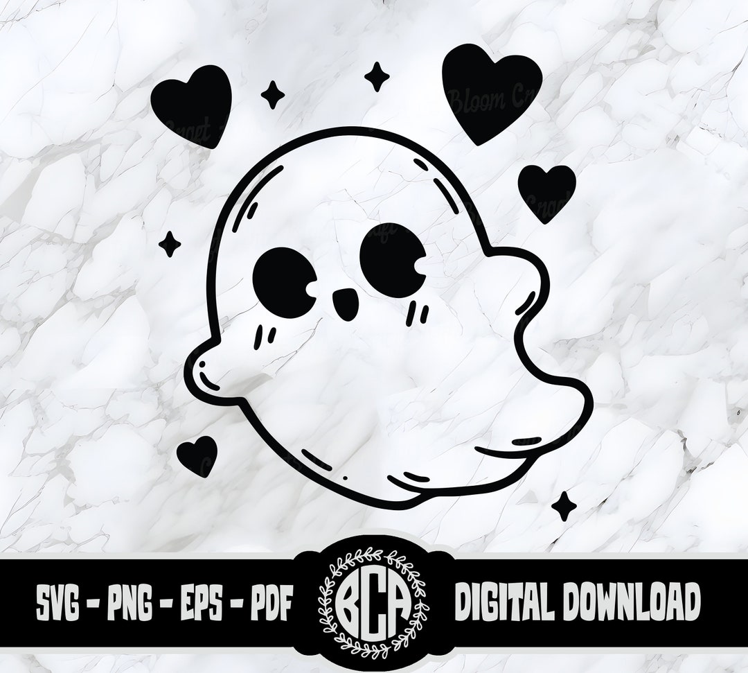 Cute Ghost SVG | Happy Ghost PNG | Kawaii Ghost Art | Smiling Ghost ...