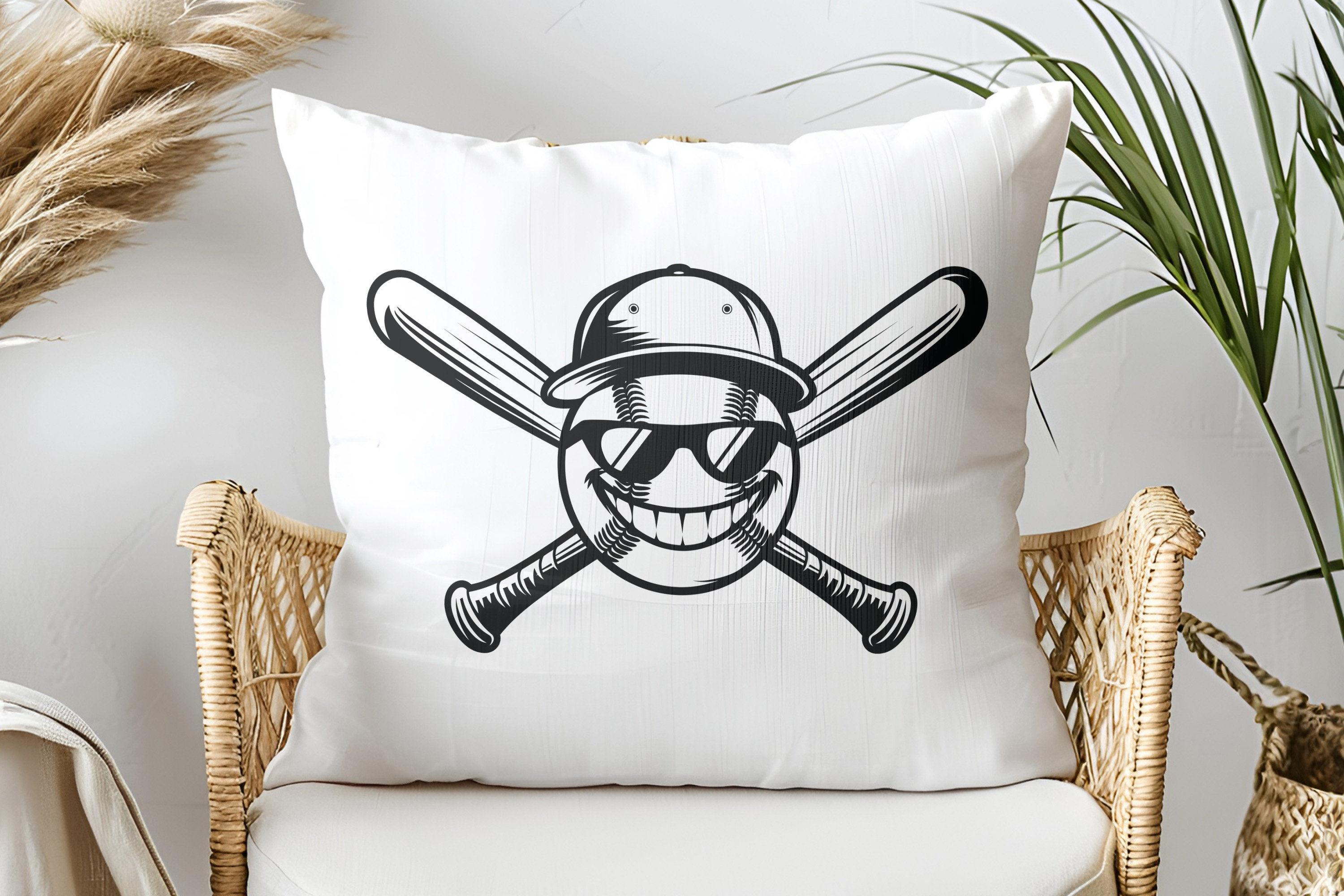 Smiling Baseball SVG | Baseball Logo SVG | Baseball and Bats SVG ...