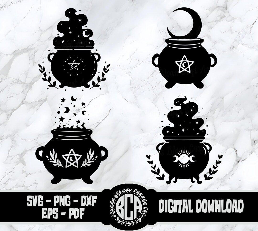 Witchy Cauldron Bundle | Cauldron SVG Bundle | Mystical Cauldron SVG ...