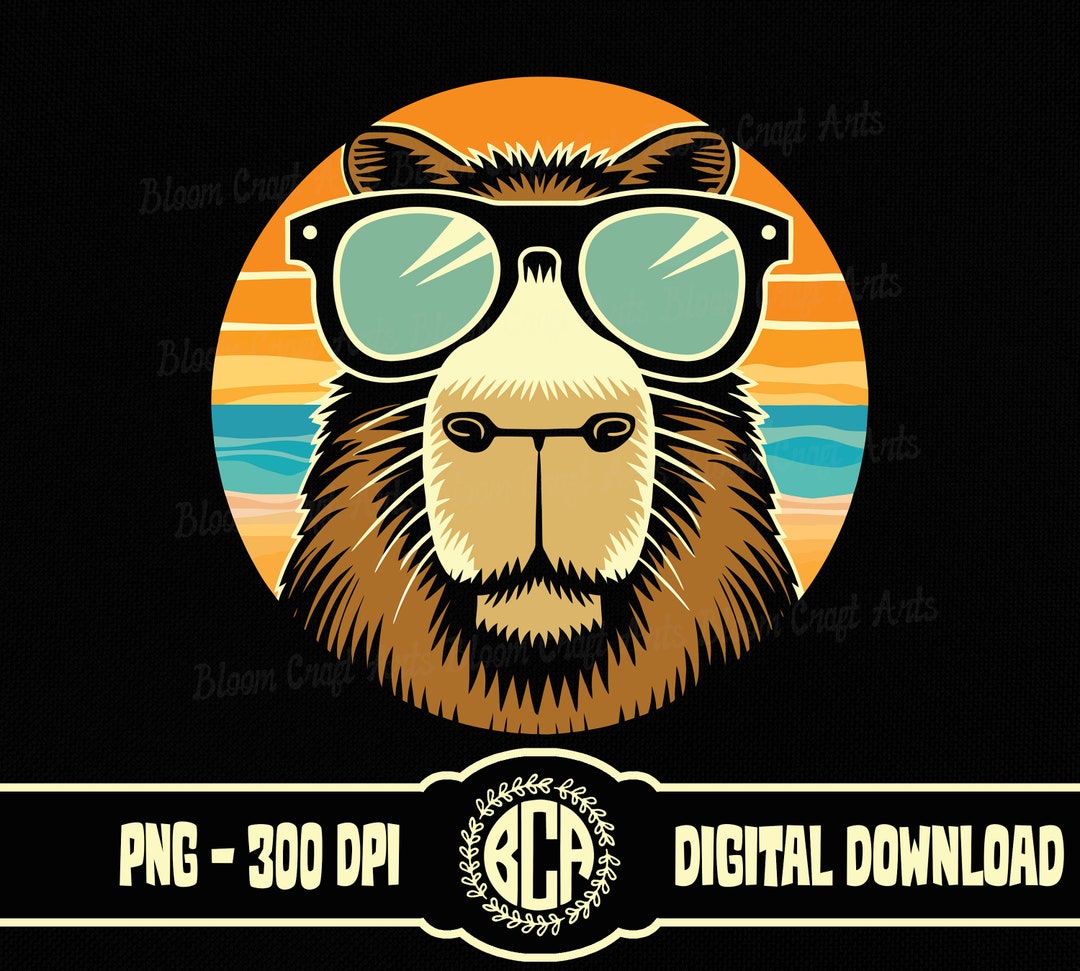 Summer Capybara PNG | Retro Capybara PNG | Trendy Capybara Design ...
