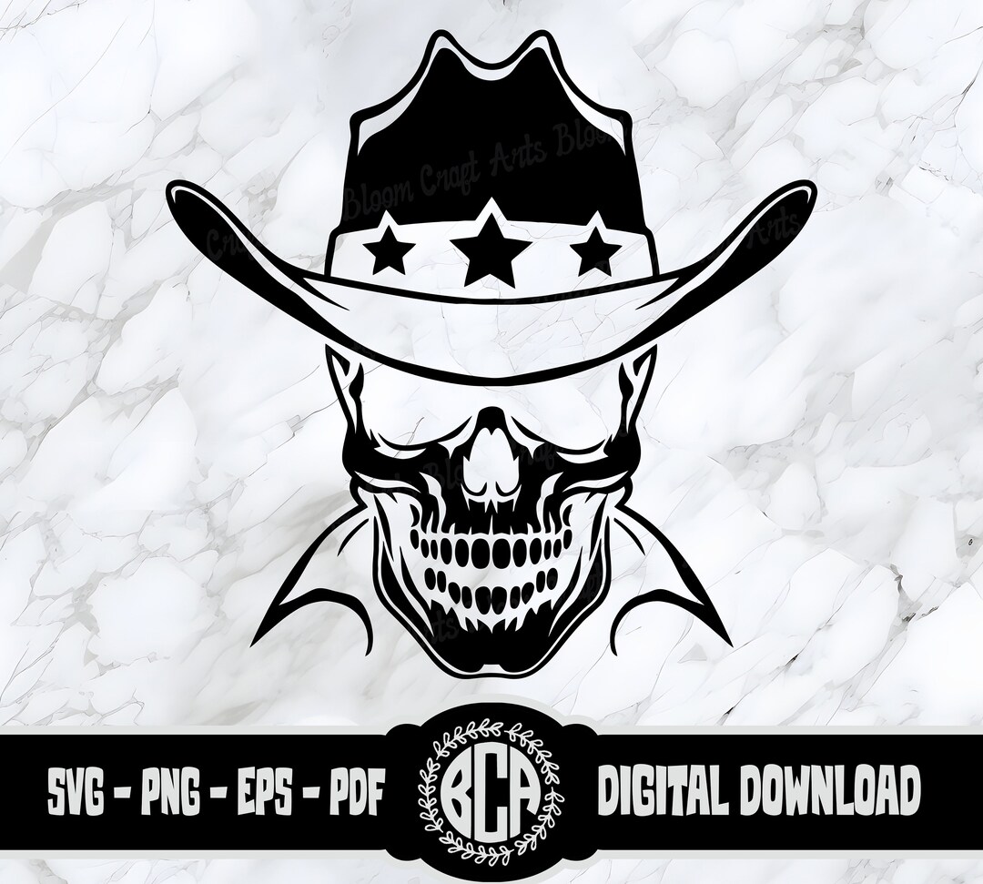 Cowboy Skull SVG | Wild West Skull SVG | Skull in Cowboy Hat PNG ...