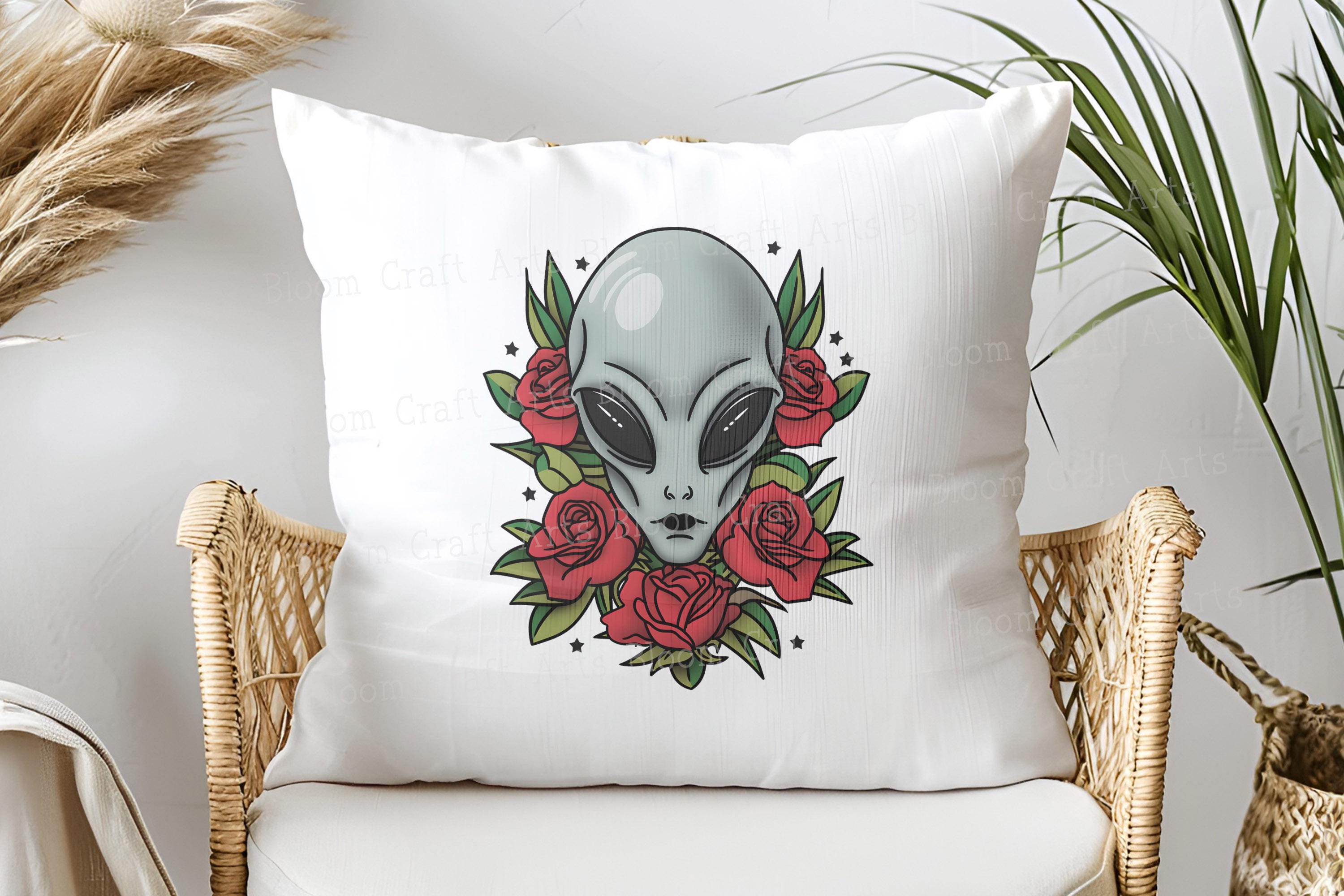 Alien PNG Clipart | Tattoo Style Alien Head With Roses for Sublimation ...