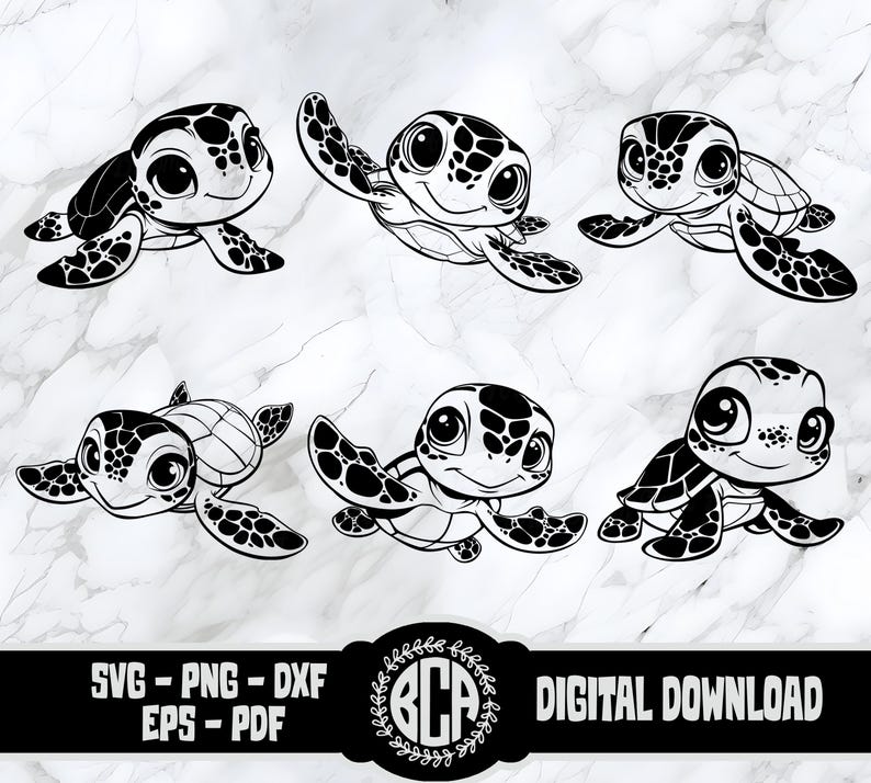 Sea Turtle SVG Bundle | Cute Sea Turtle SVG Bundle | Ocean Life SVG ...