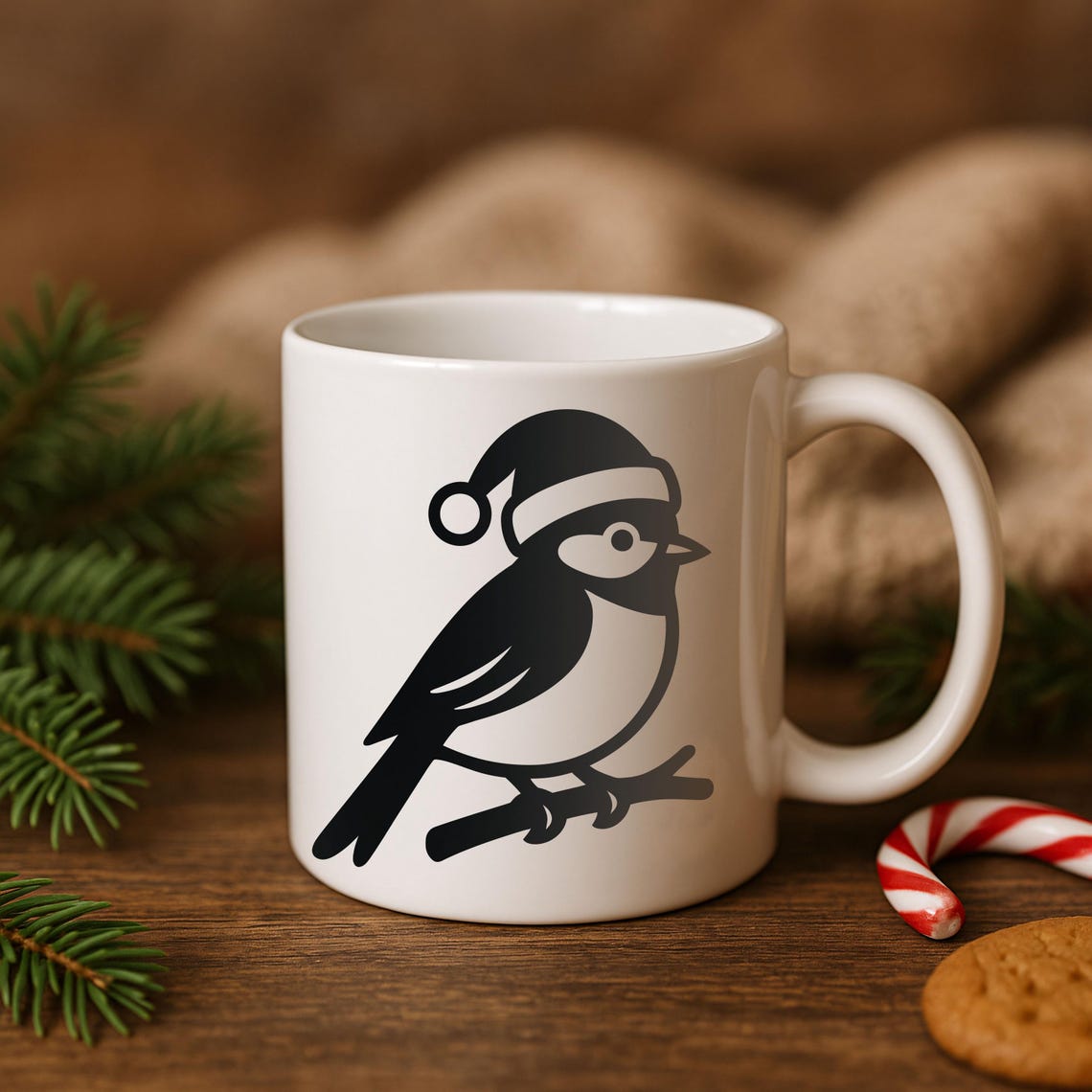 Christmas Bird SVG | Holiday Chickadee Santa Hat Clipart | Winter ...