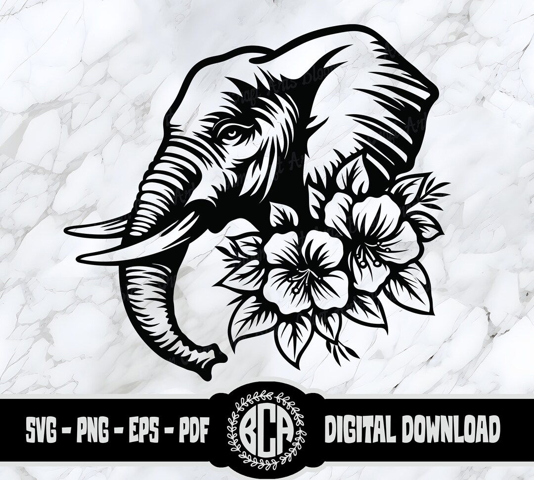 Floral Elephant SVG Floral Elephant PNG Elephant Silhouette File ...