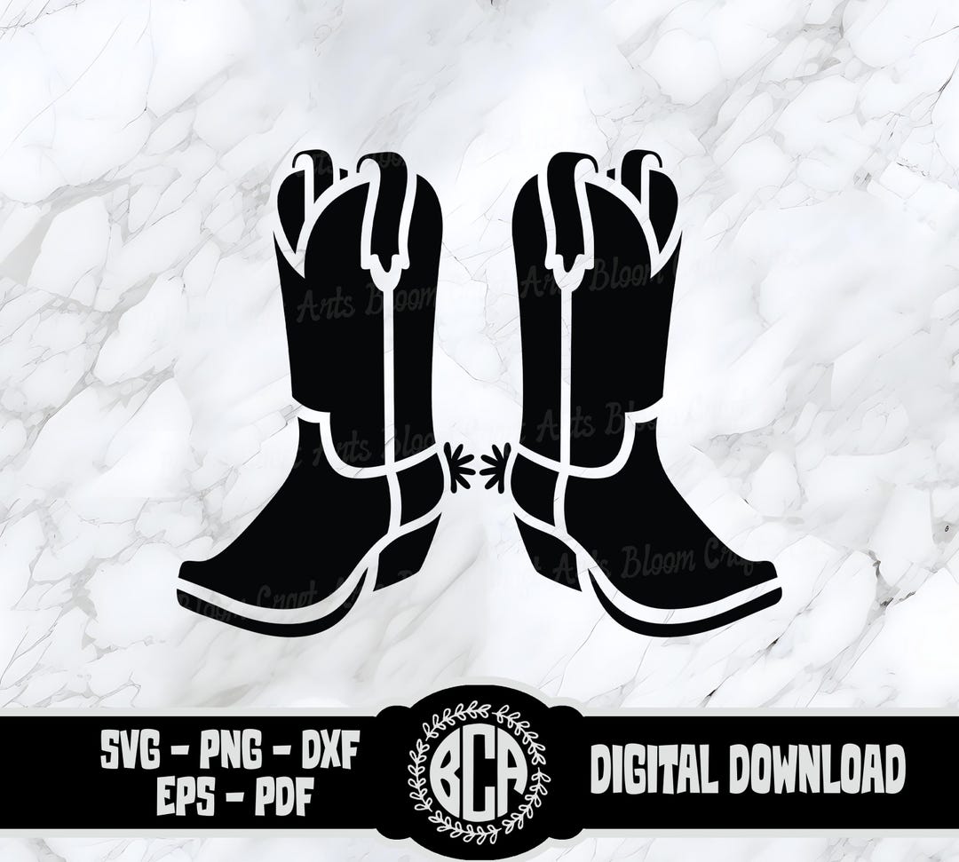 Cowboy Boots SVG With Spurs Western Boot Cut File Cowgirl Boot ...