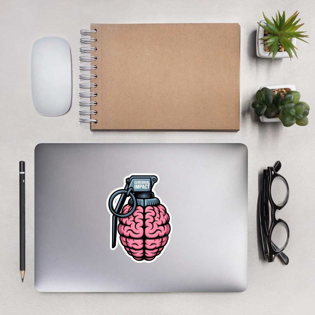 Cerebral Impact Brain Grenade Sticker Dark Humor Anatomy Grenade Design ...