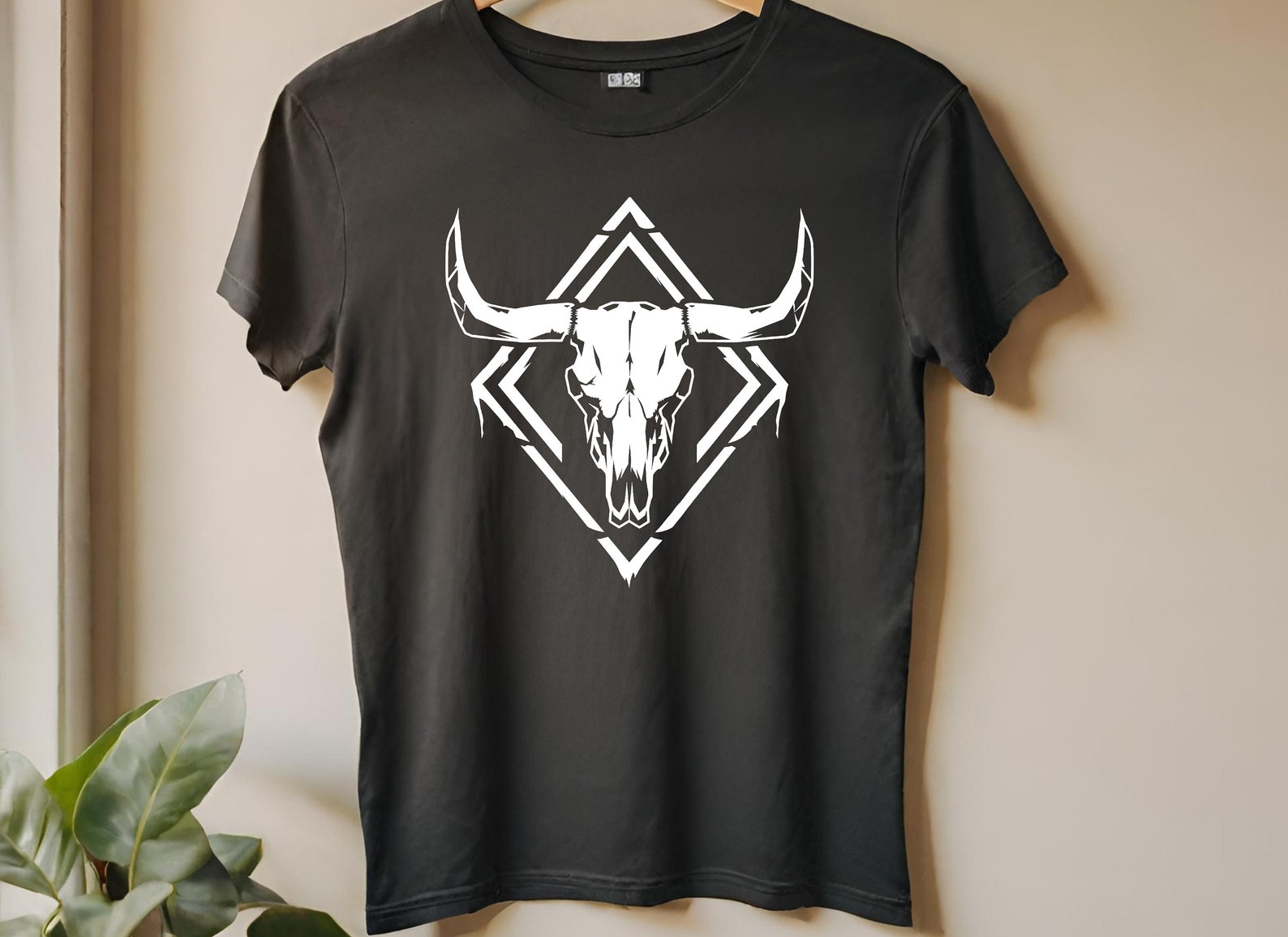 Western Longhorn Skull SVG | Bull Skull Design | Cow Skull on Diamond ...