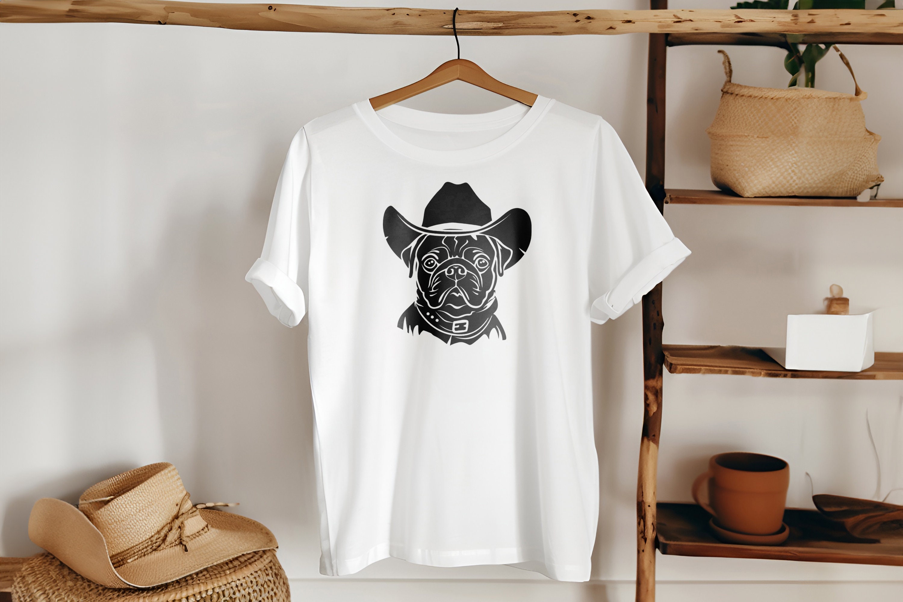 Cowboy Pug SVG | Cowboy Dog PNG | Western Dog Silhouette | Cute Dog in ...