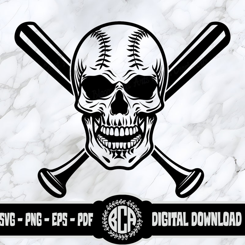 Baseball Skull Tee - Etsy