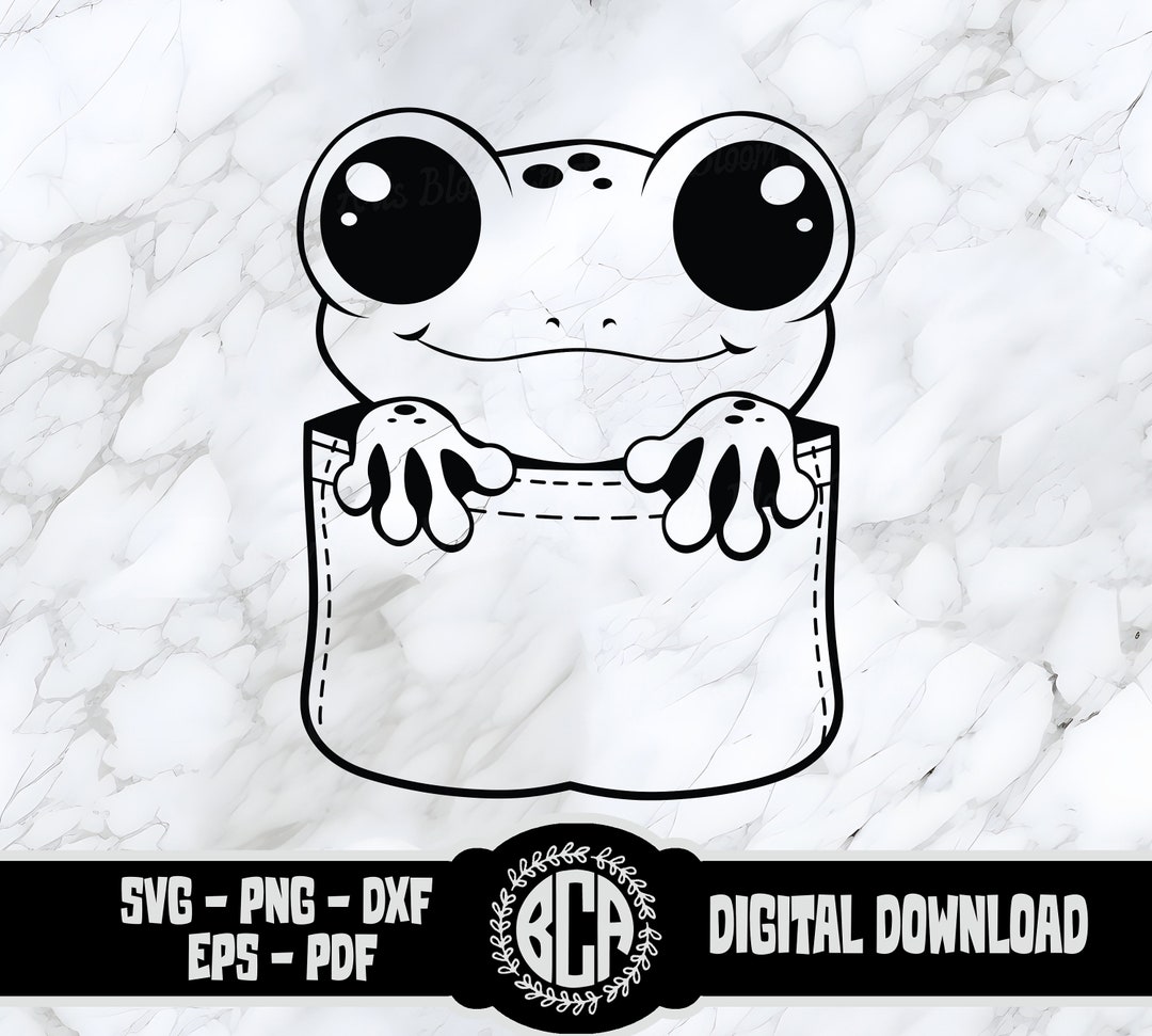 Cute Frog in Pocket SVG | Kawaii Frog SVG | Pocket Frog PNG | Cute Frog ...