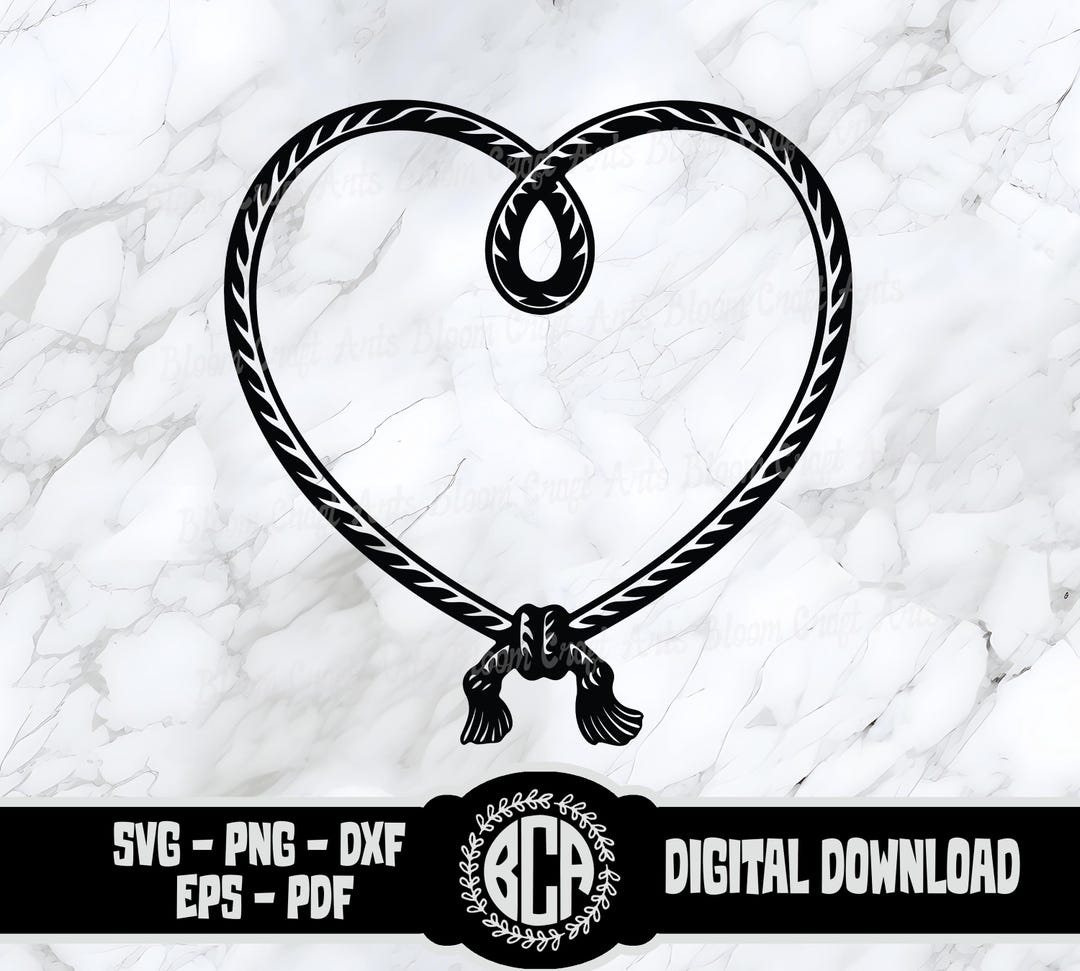 Lasso Heart SVG | Western Rope Heart Cut File Digital Download | Rope ...