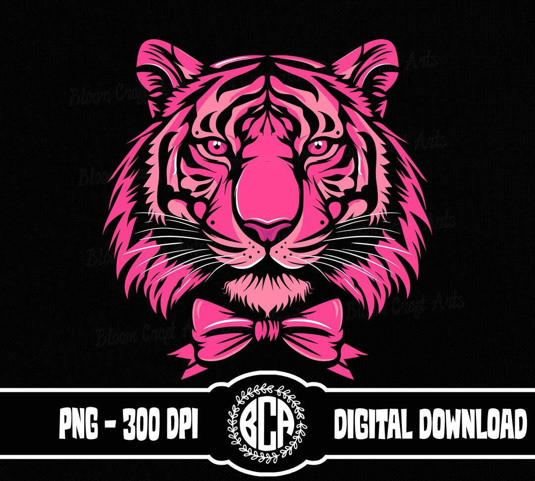 Pink Tiger PNG | Pink Tiger With Bow Tie Graphic | Pink Tiger Clipart ...
