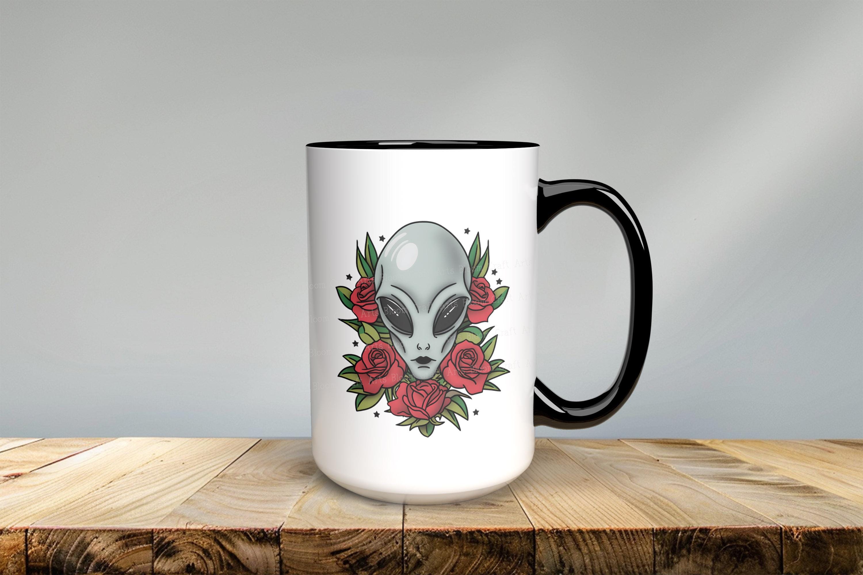 Alien PNG Clipart | Tattoo Style Alien Head With Roses for Sublimation ...