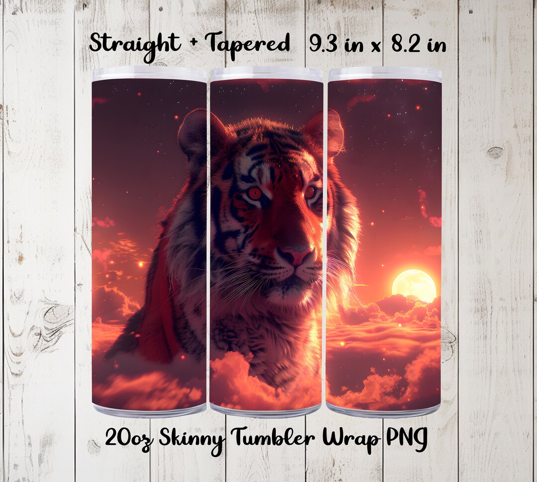 Tiger Tumbler Wrap PNG 20oz Sublimation Cloud Sunset Design Ethereal ...