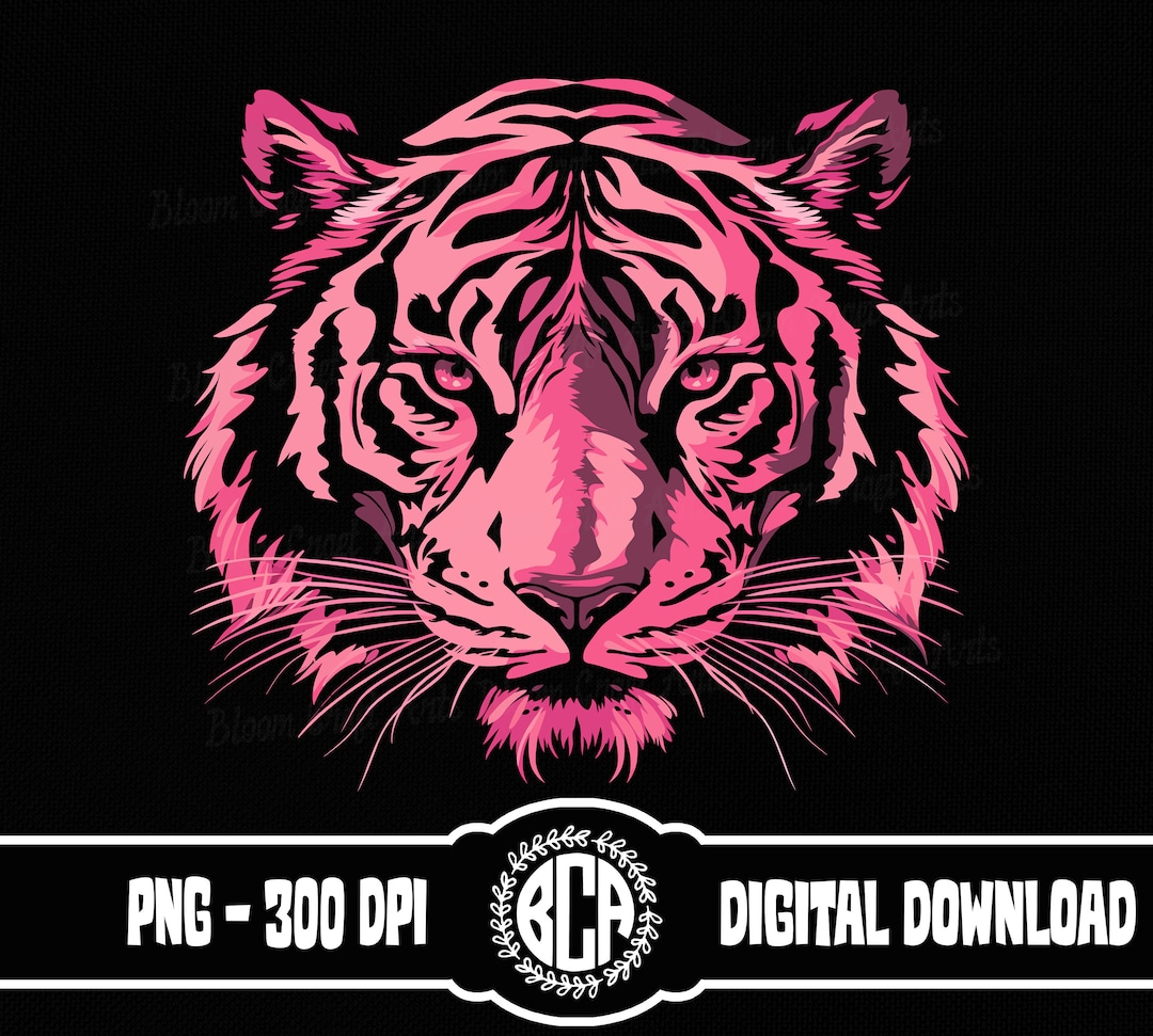 Pink Tiger PNG | Pink Tiger Face Graphic | Vibrant Pink Tiger Clipart ...