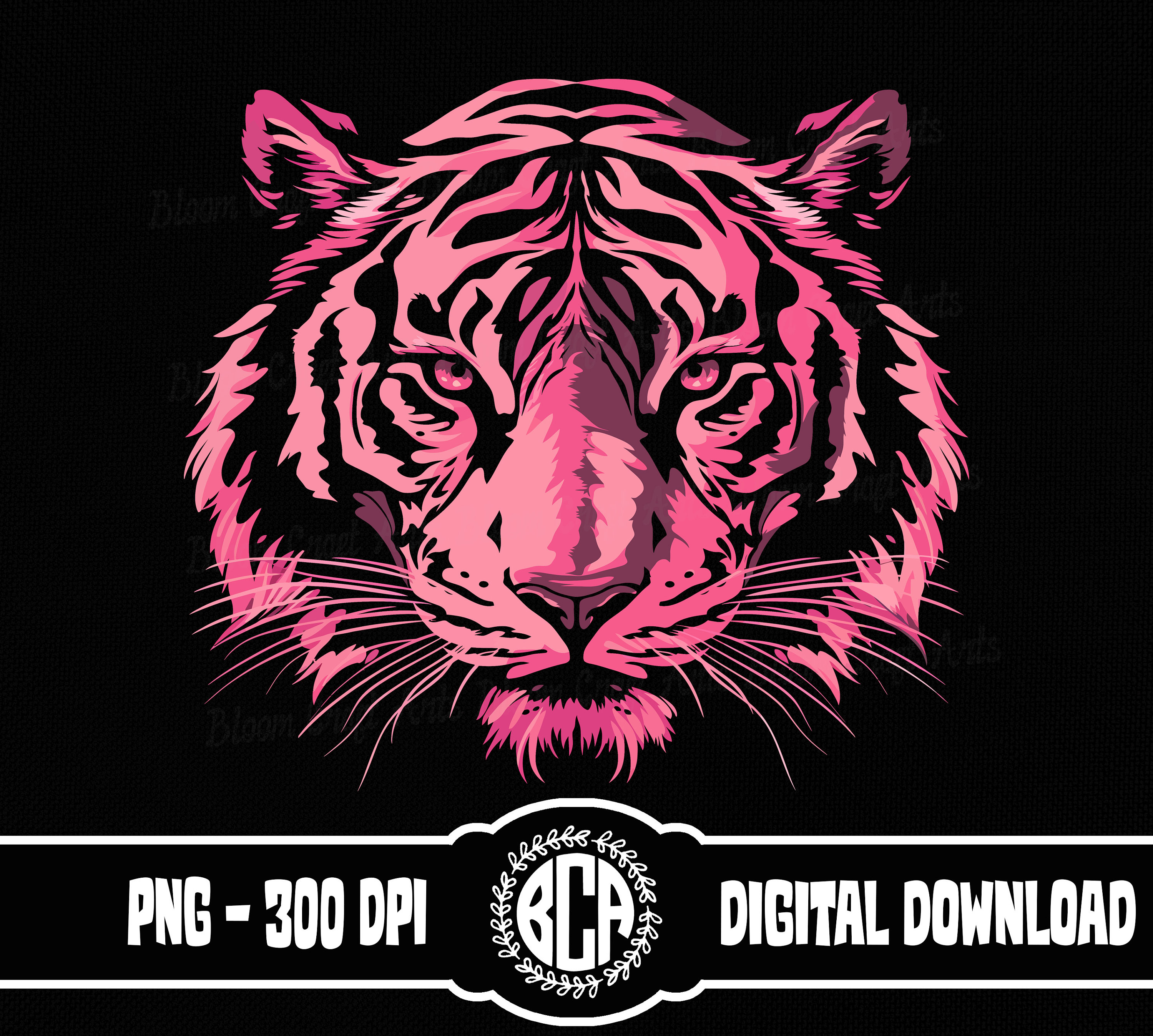 Pink Tiger PNG | Pink Tiger Face Graphic | Vibrant Pink Tiger Clipart ...