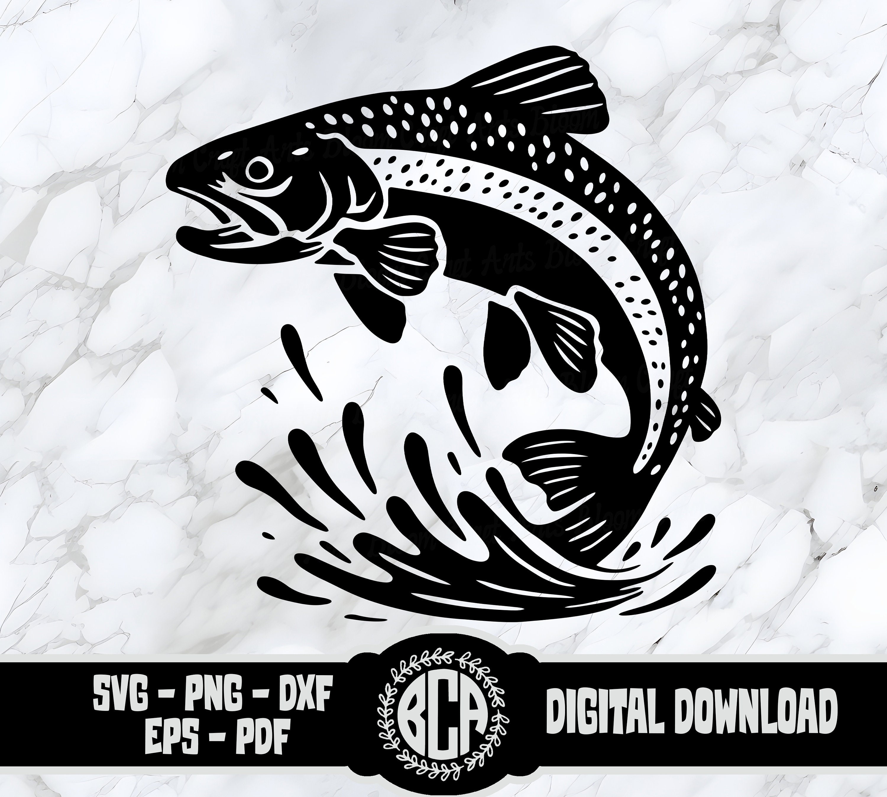 Jumping Trout SVG | Rainbow Trout SVG | Trout SVG File | Spotted Trout ...