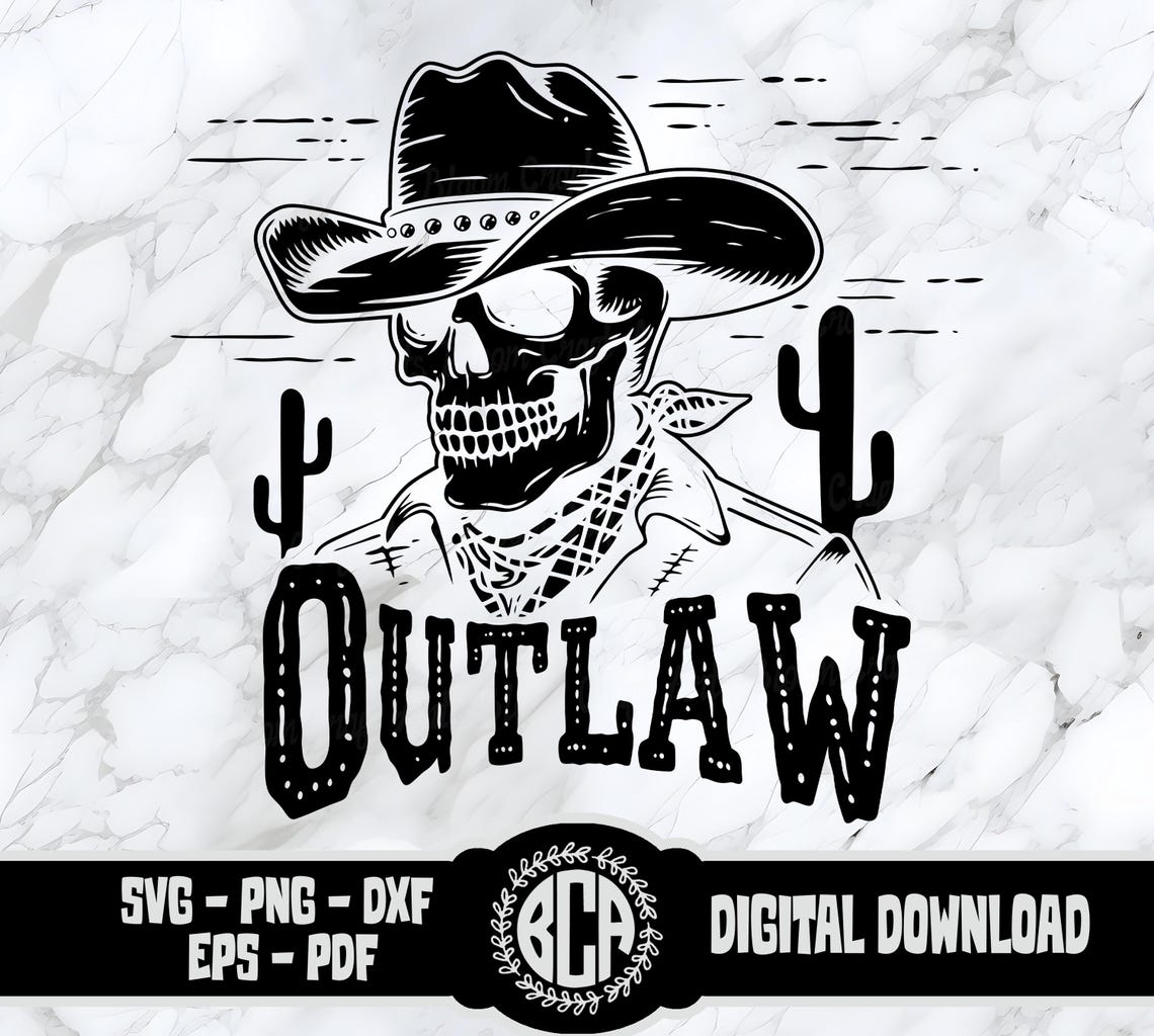Outlaw SVG | Cowboy Skull Design | Desert Skull Cowboy SVG | Skull With ...