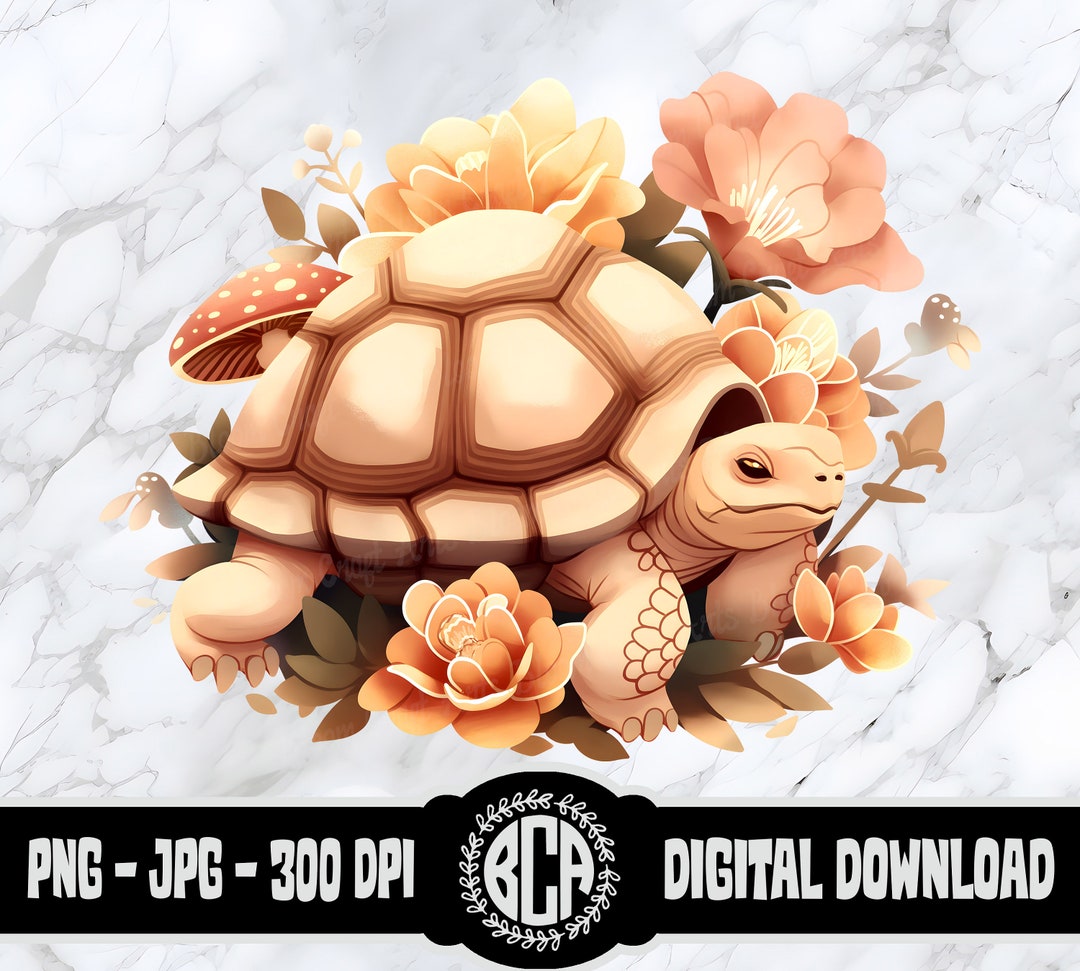 Floral Tortoise PNG | Botanical Tortoise PNG | Floral Turtle PNG ...