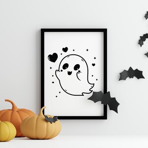 Kawaii Ghost SVG Clipart | Cute Ghost SVG | Adorable Ghost With Hearts ...