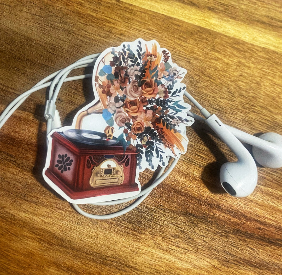 Vintage Flower Gramophone Sticker- Waterproof Sticker - Etsy
