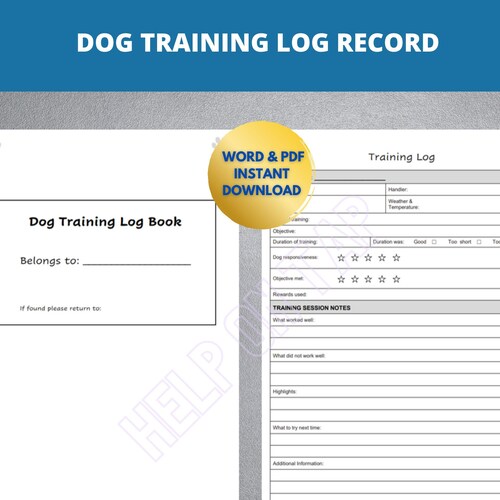 Dog Training Log Record Print at Home Dog Training Log Book - Etsy