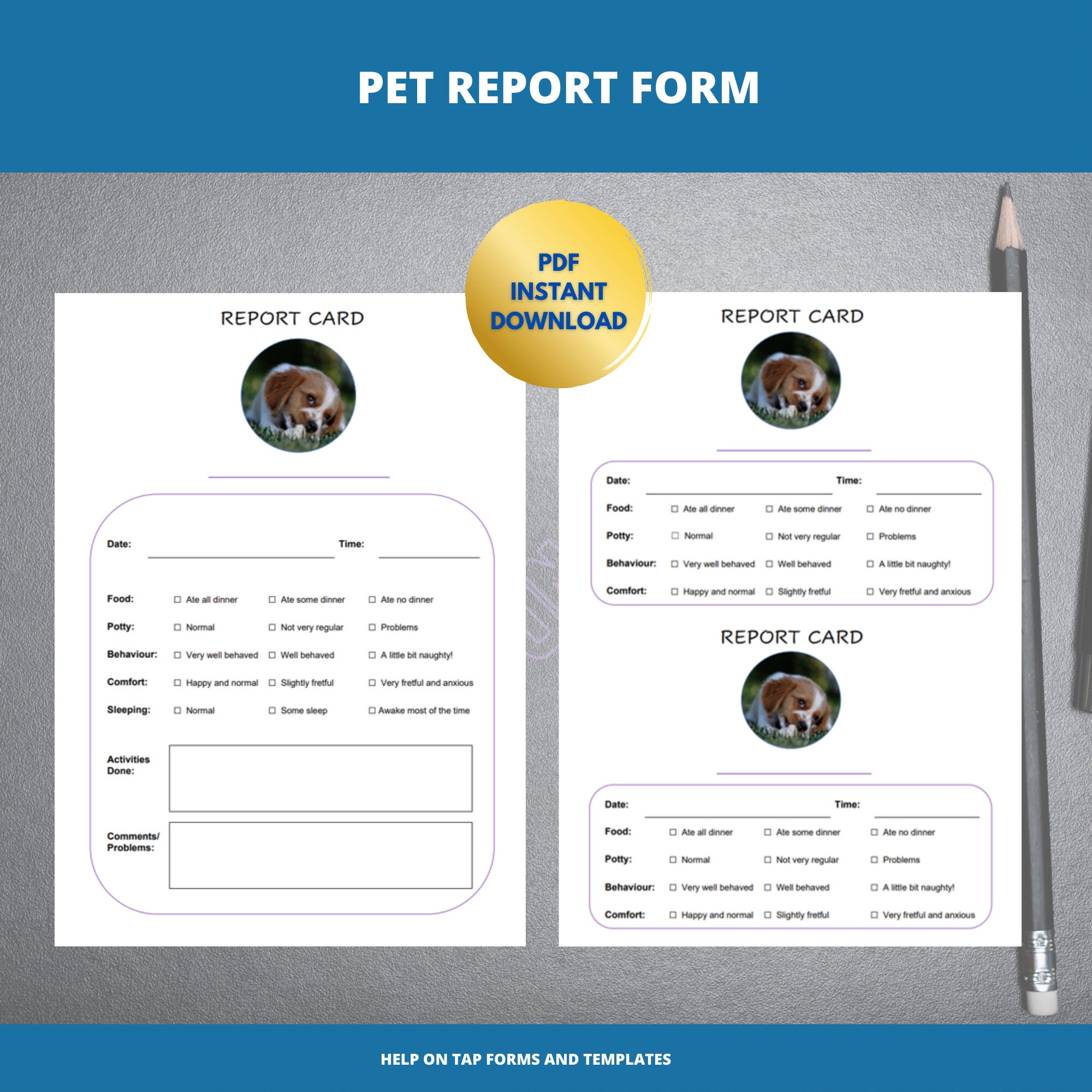 Dog Report Form | Pet Report Template | Pet Sitting Report Templates ...