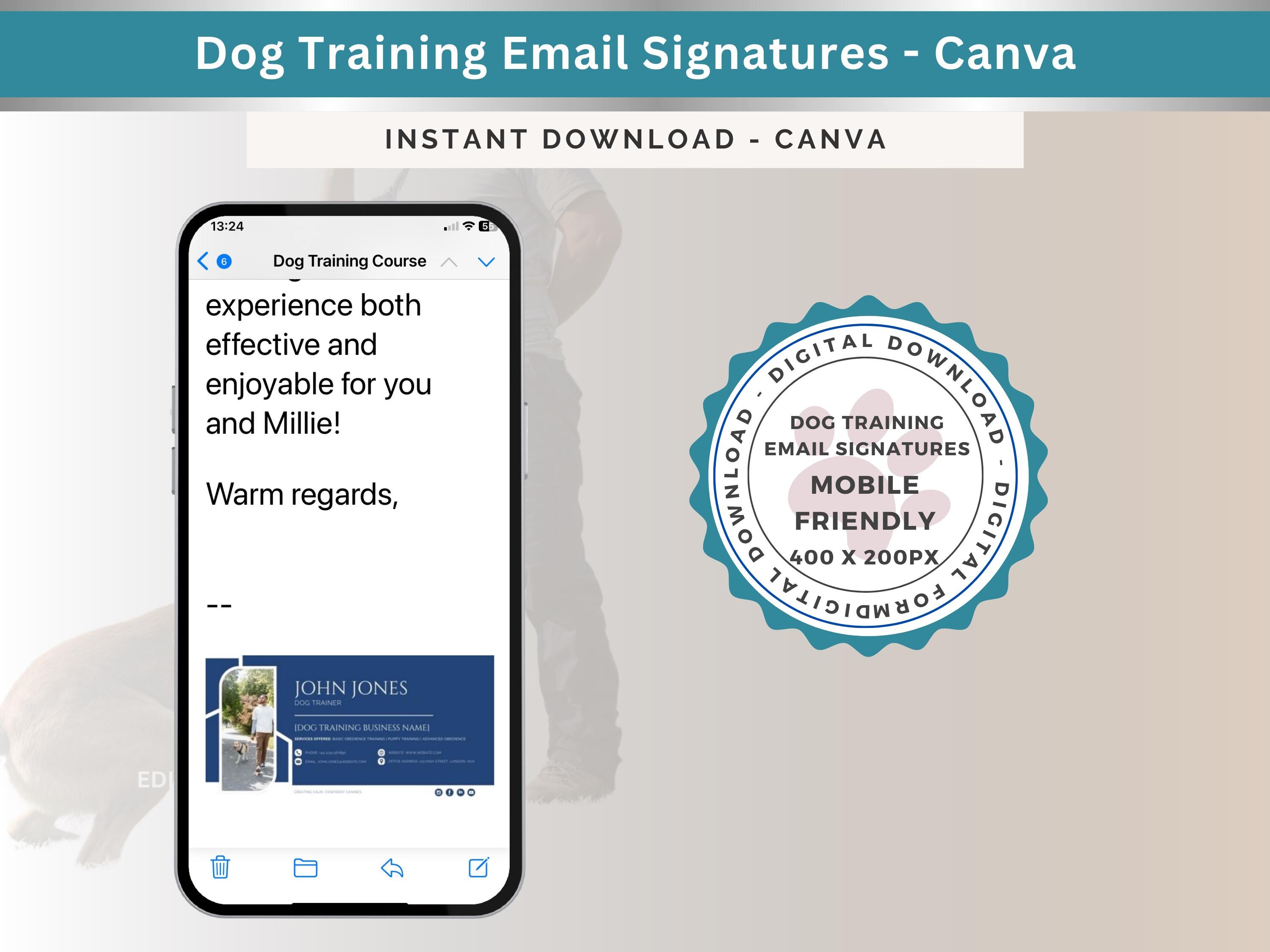 Dog Training Email Signature Templates: Modern Canva Design (digital ...