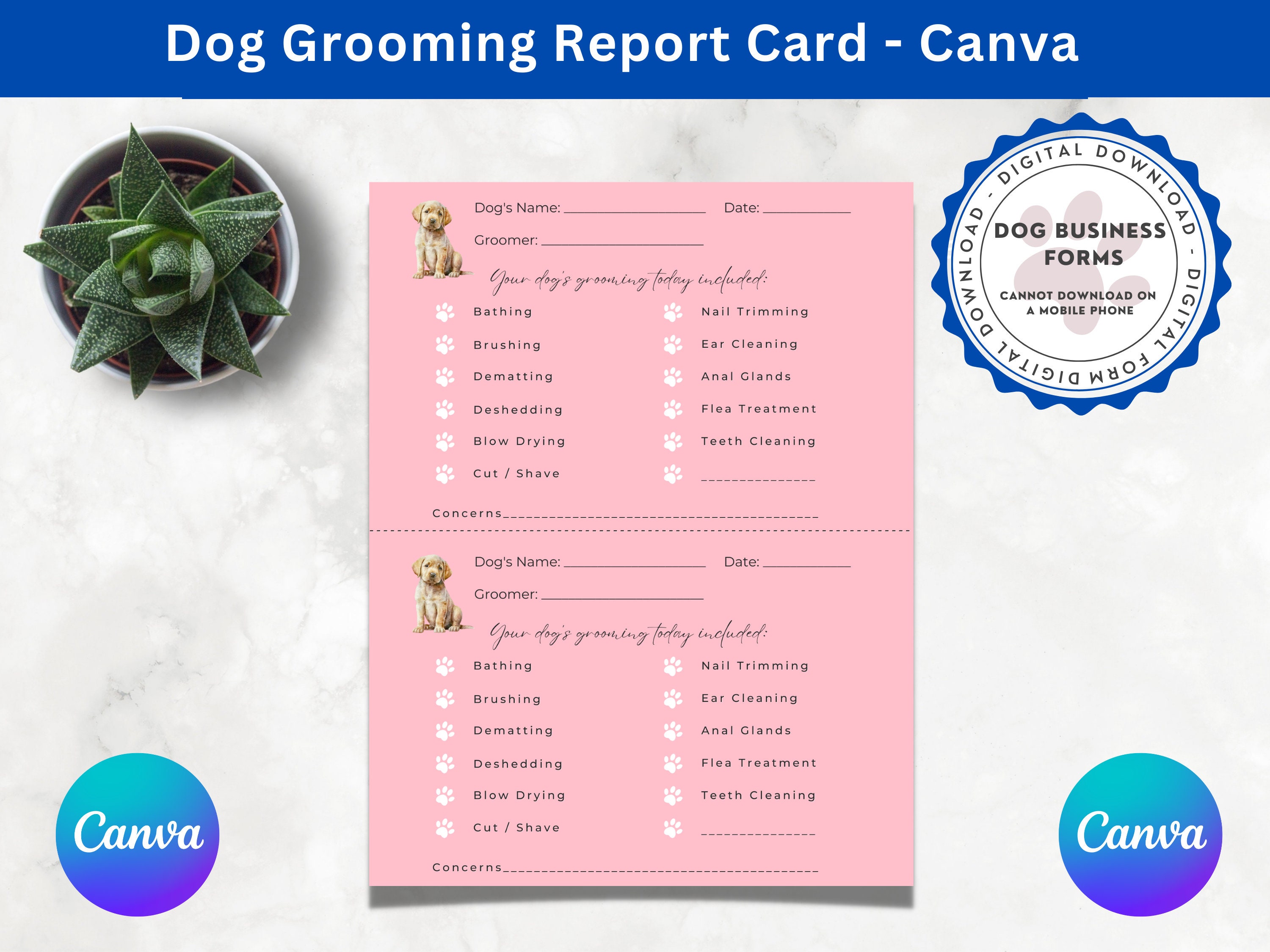 Dog Groom Report Card (pink) - Canva | Dog Grooming Report Card ...