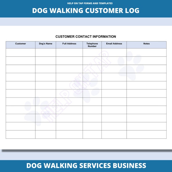 Dog Walking Log Template - Etsy