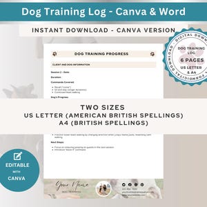 Dog Training Log Template Recording Dog Training Progress, Dog Training ...