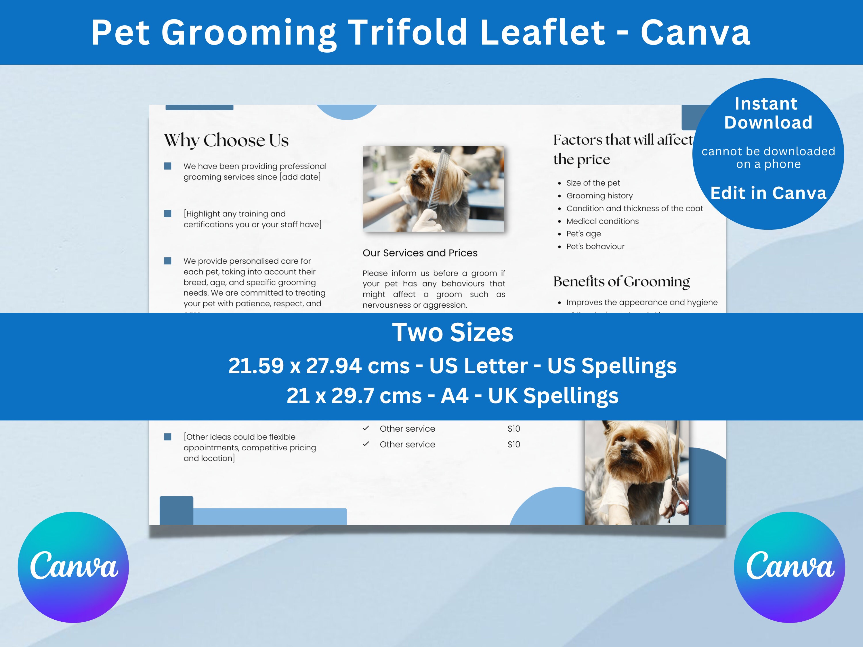 Dog Grooming Trifold Brochure: Mobile Groomer Marketing (canva) - Etsy
