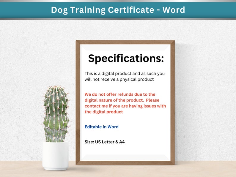 Dog Training Certificate Template: Editable Course Completion Form ...
