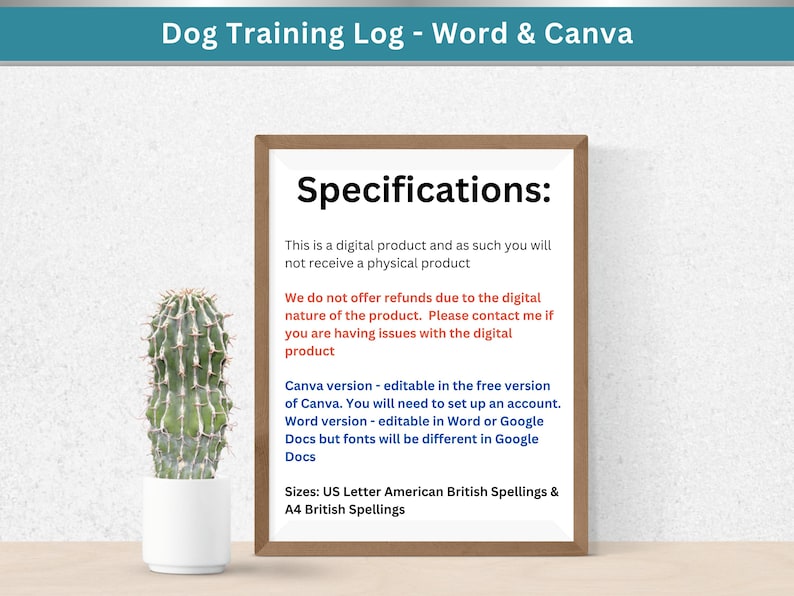 Dog Training Log Template Recording Dog Training Progress, Dog Training ...