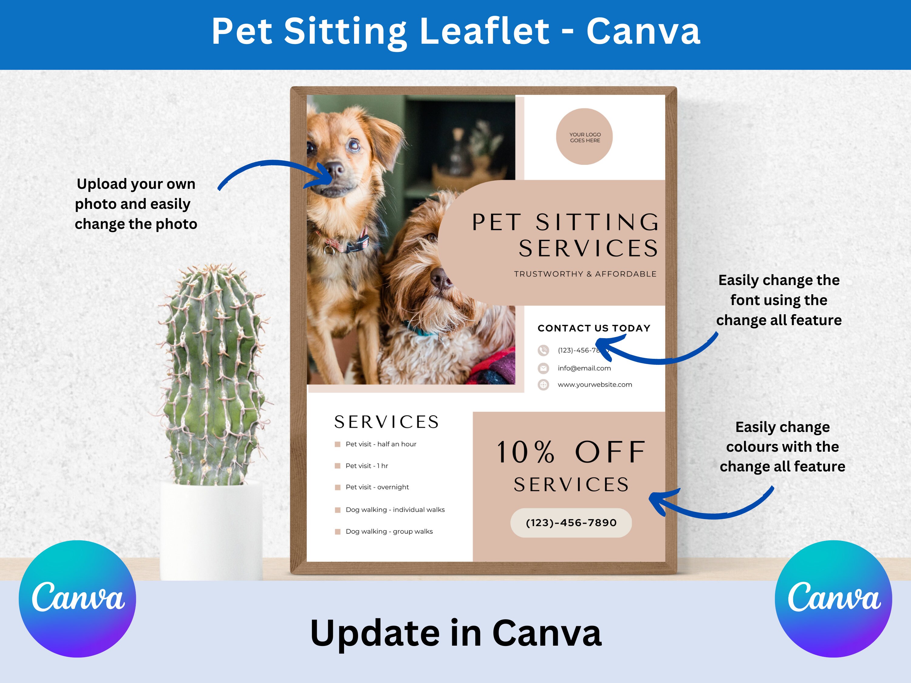 Pet Sitting Leaflet | Canva Pet Sitting Flyer | Dog Sitting Service ...