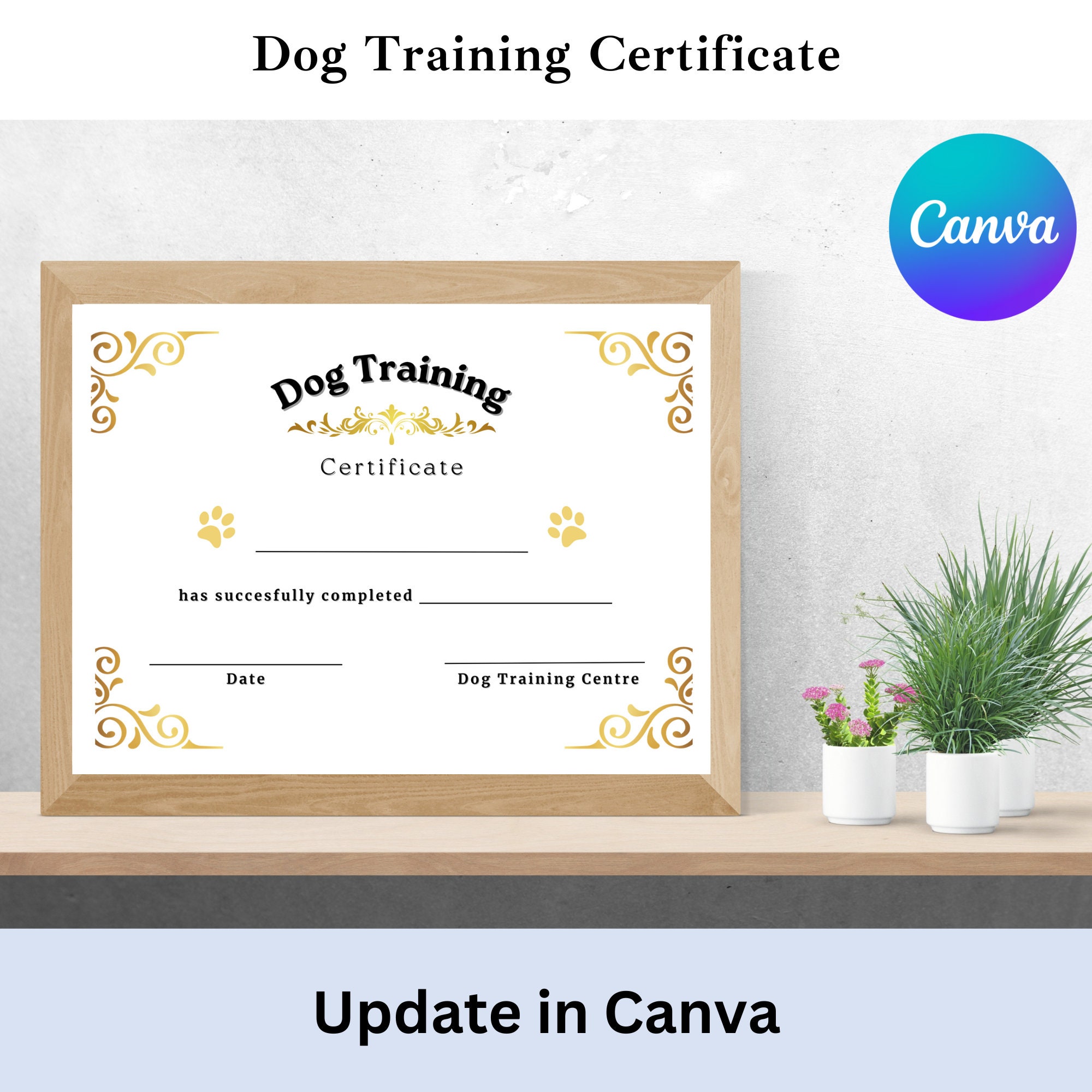 Dog Training Certificate Template Form Dog Training Course Certificate ...