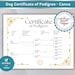 Dog Breeding Pedigree Certificate: 3-generation Lineage (canva Digital ...