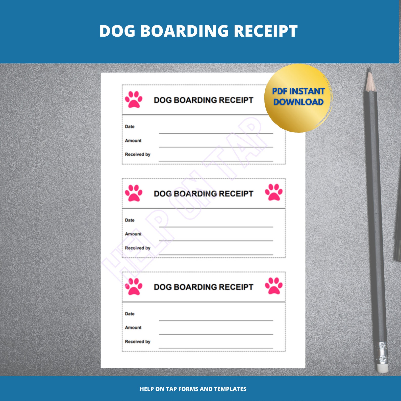 Dog Boarding Receipt Printable Dog Boarding Deposit Receipt | Etsy