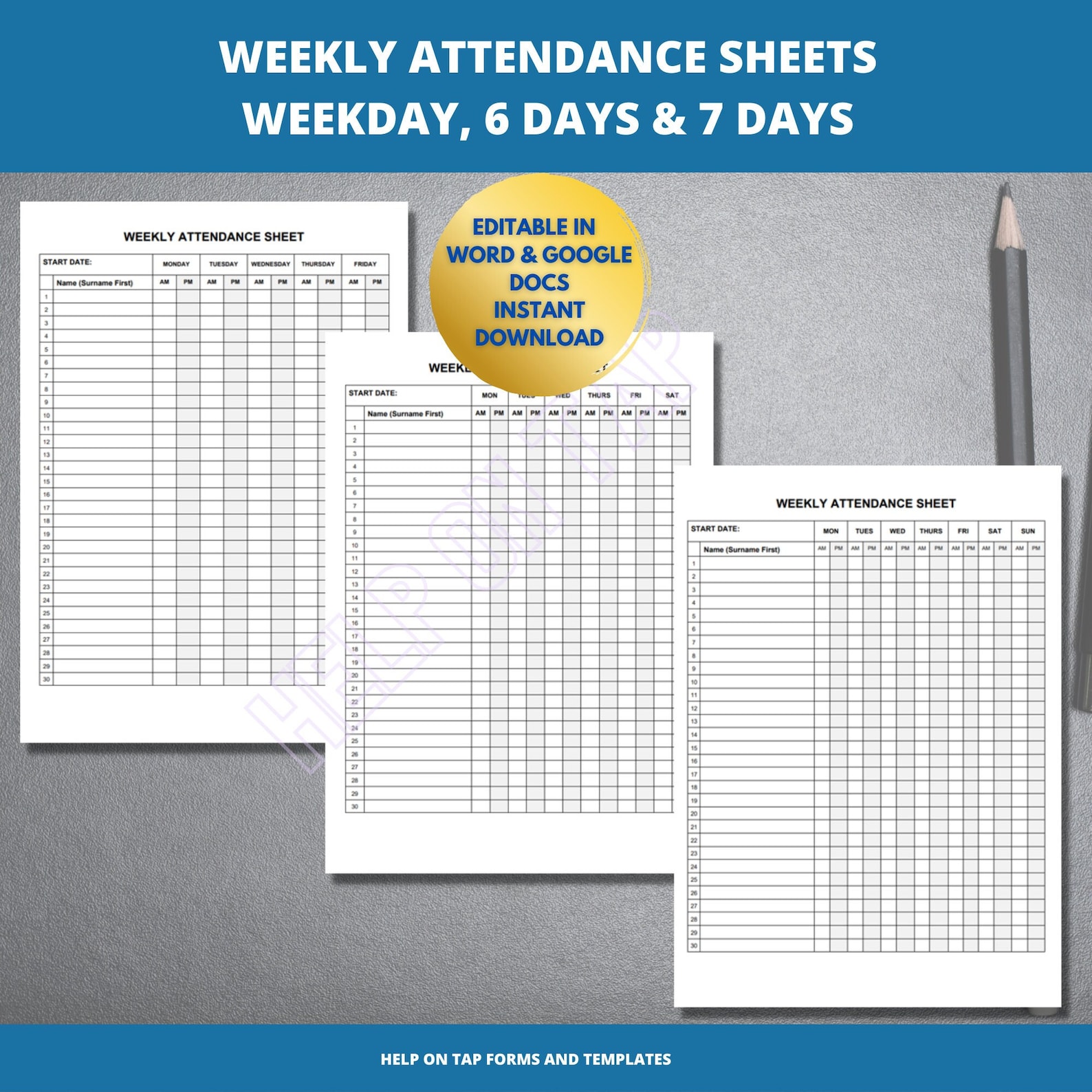 Weekly Attendance Sheet Template Weekly Attendance Sheet PDF Weekly ...