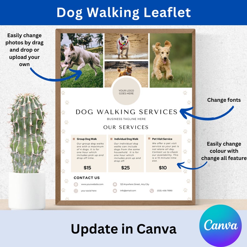 Dog Walking Flyer Template for a Dog Walking Business or Dog Walker ...