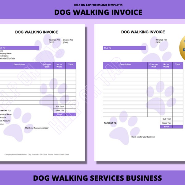Dog walking invoice - Etsy México