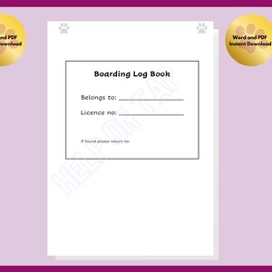 Generic Pet Boarding Log Book to Make at Home Includes a - Etsy