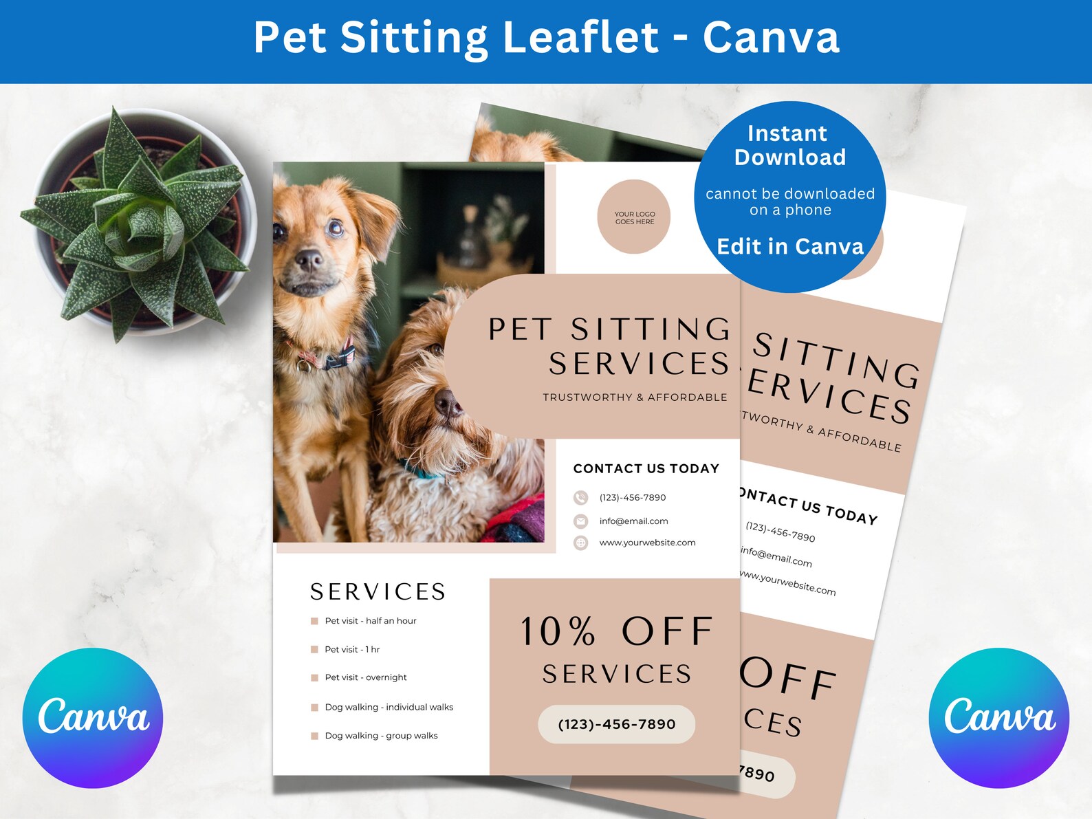 Pet Sitting Leaflet | Canva Pet Sitting Flyer | Dog Sitting Service ...