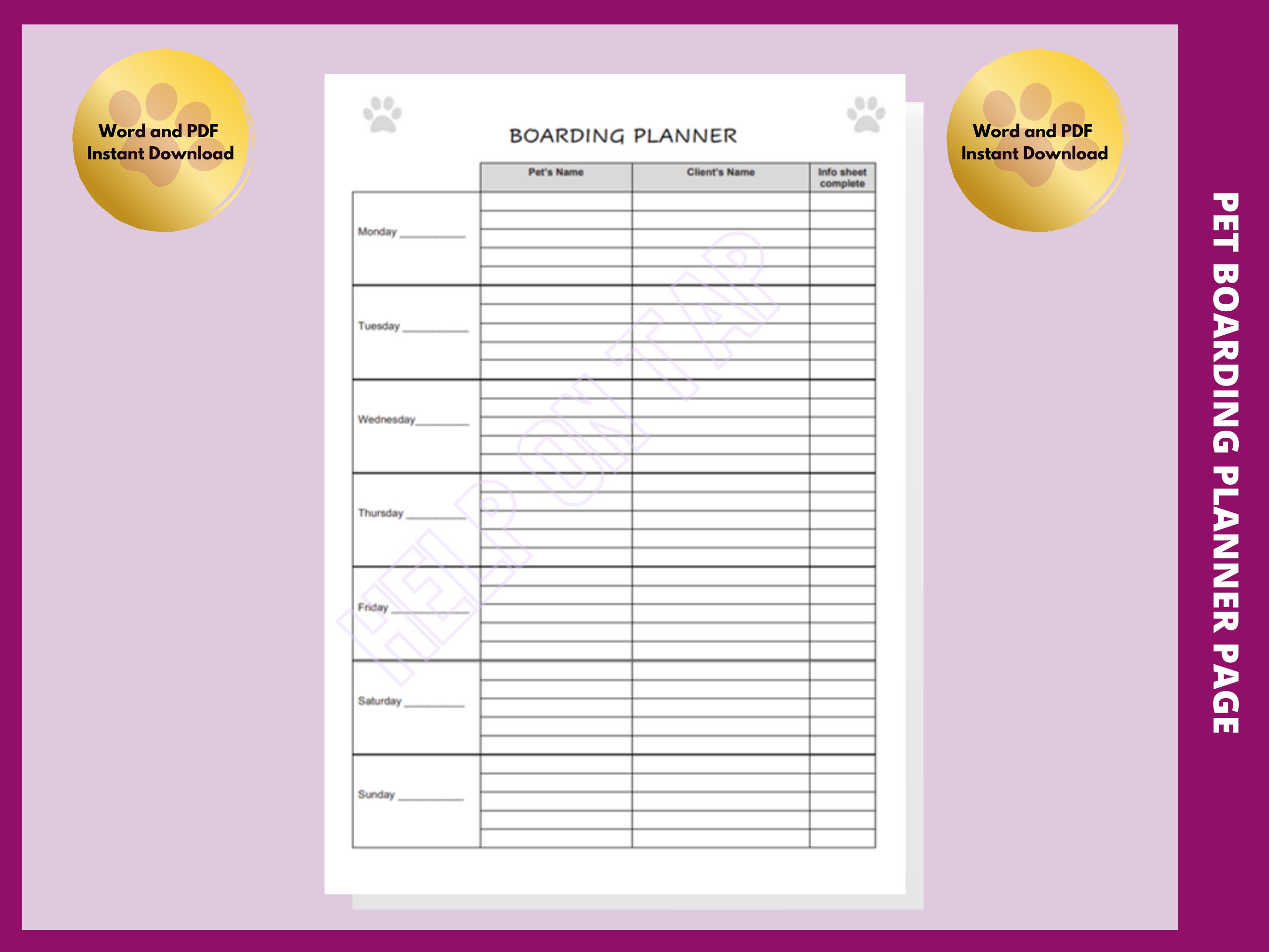Generic Pet Boarding Log Book to Make at Home Includes a Boarding ...