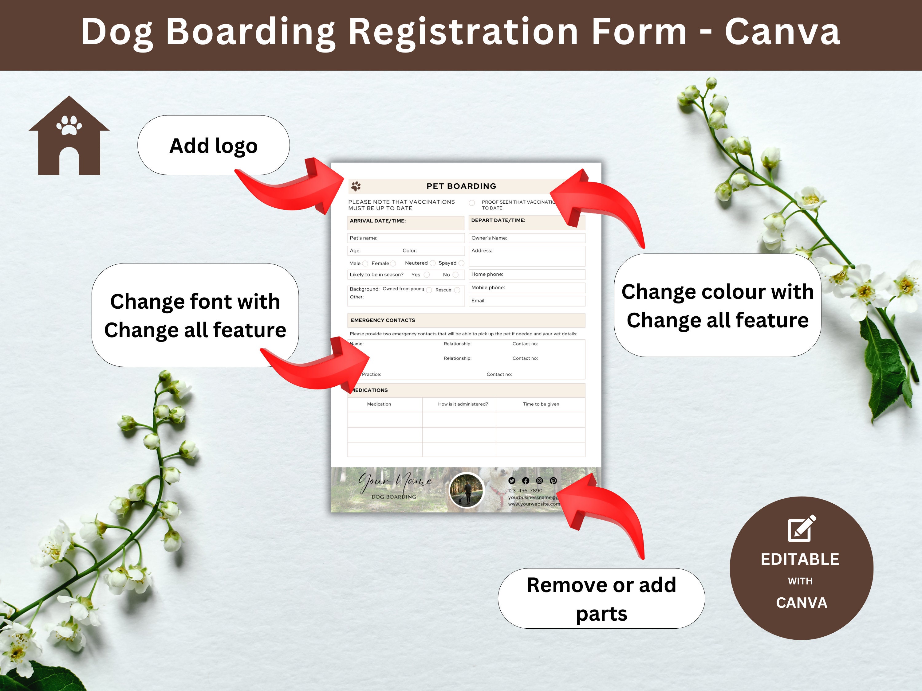 Pet Home Boarding Registration Form Dog Boarding Paperwork Boarders ...