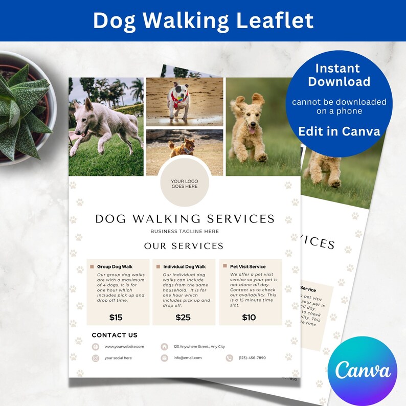 Dog Walking Flyer Template for a Dog Walking Business or Dog Walker ...