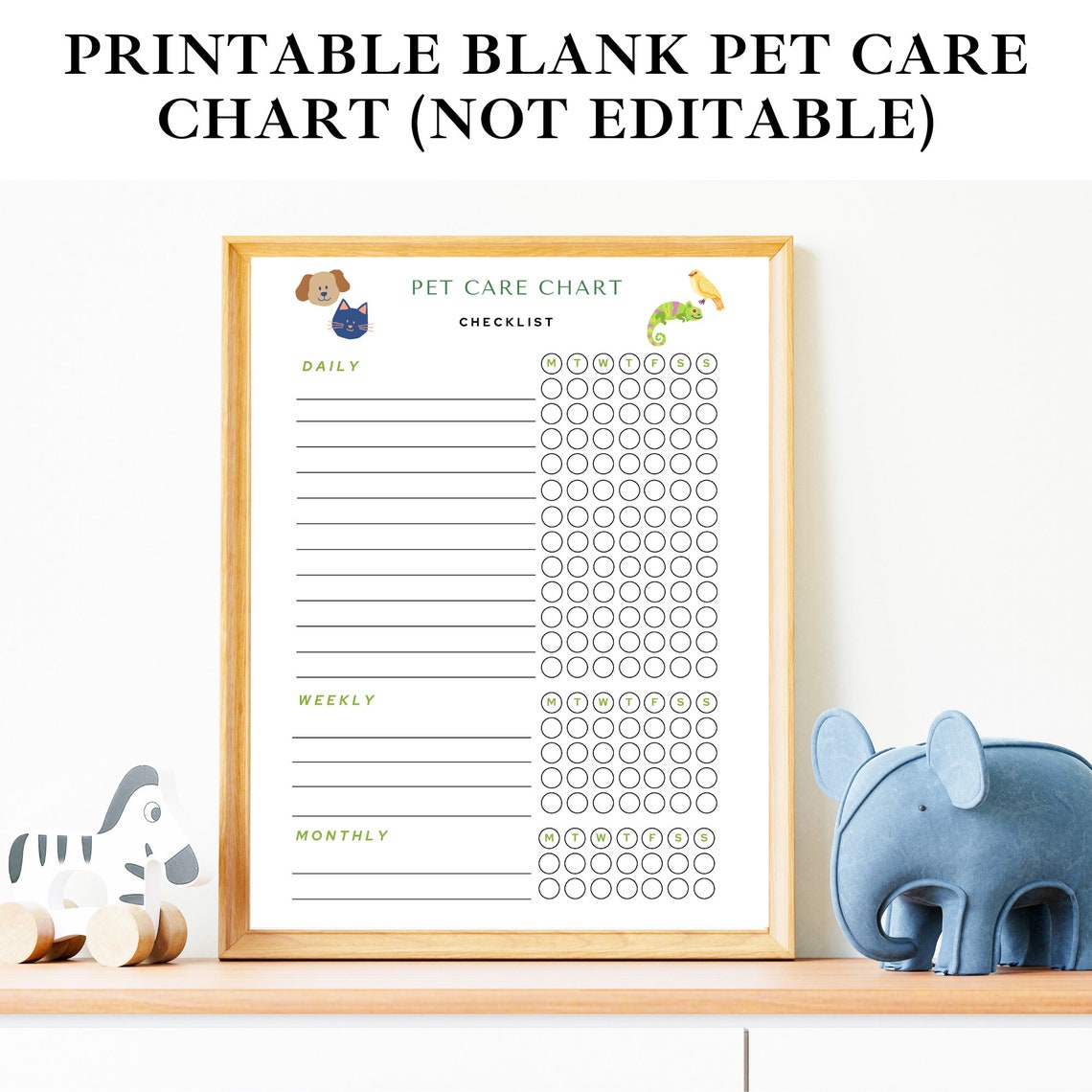 Pet Care Chore Chart Printable to Teach Kids Responsibility for Pets ...